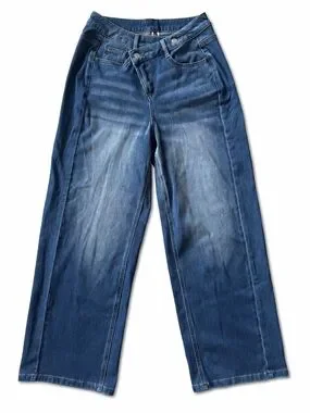 HALARA | Jeans | Halara Womens Wideleg Blue Jeans Crossover Waist Size ...